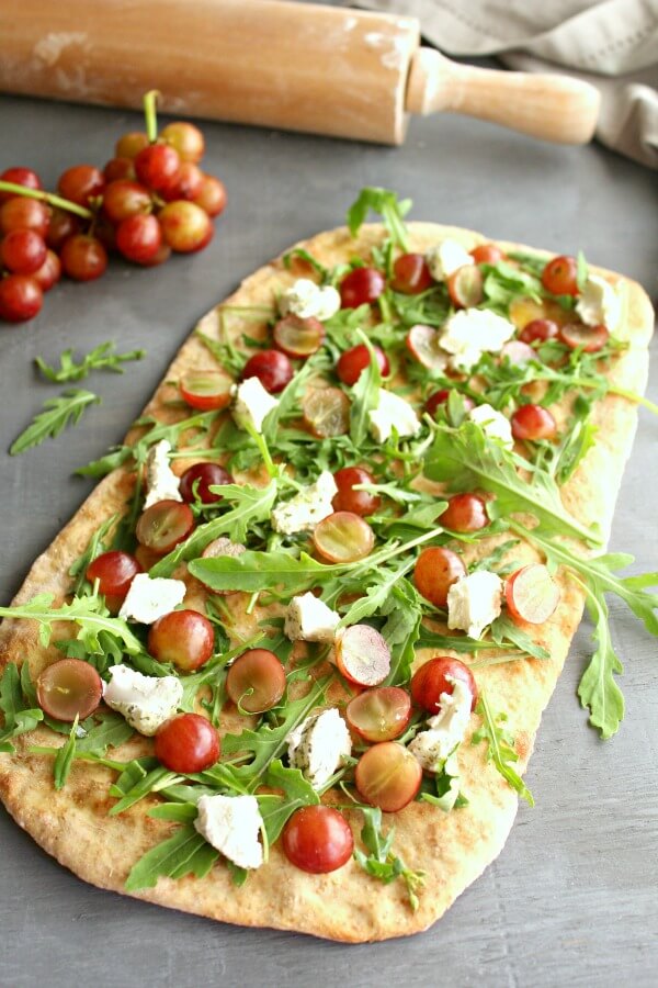 Wholewheat Grape Rocket & Goats Cheese Healthy Pizza - Berry Sweet Life