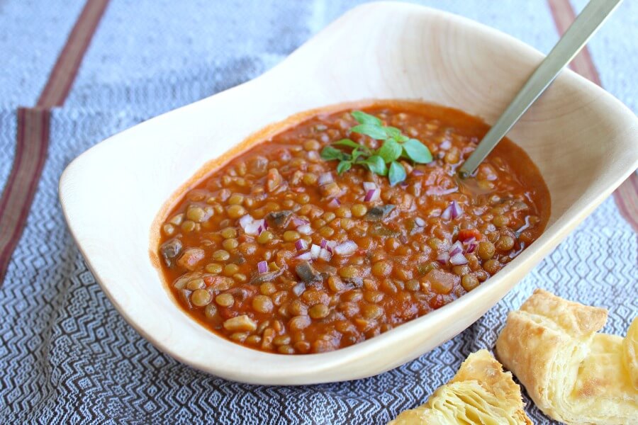 Vegetarian Tomato Mushroom Lentil Ragout - Berry Sweet Life